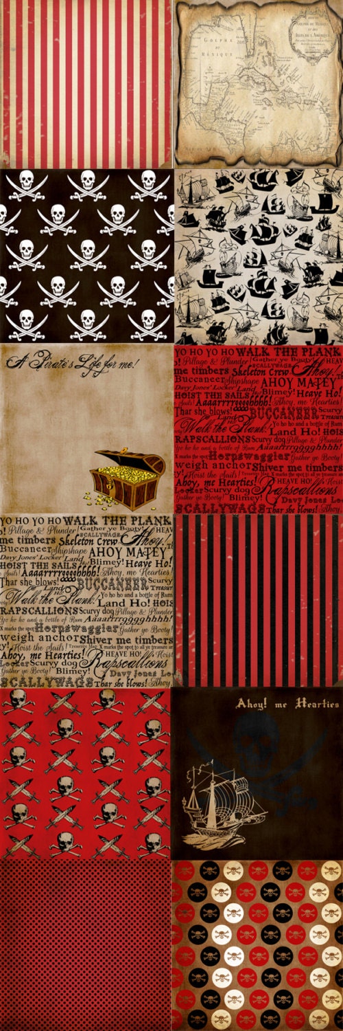 Pirate Paper Pack 12 Digital Sheets INSTANT DOWNLOAD | Etsy