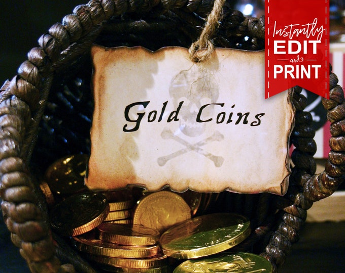 Pirate Party Labels Birthday INSTANT DOWNLOAD Editable & - Etsy