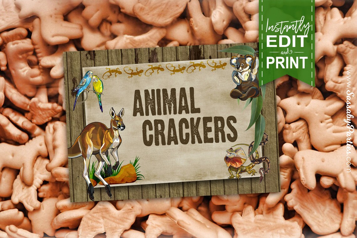 Australian Animals Party Labels INSTANT DOWNLOAD Editable - Etsy