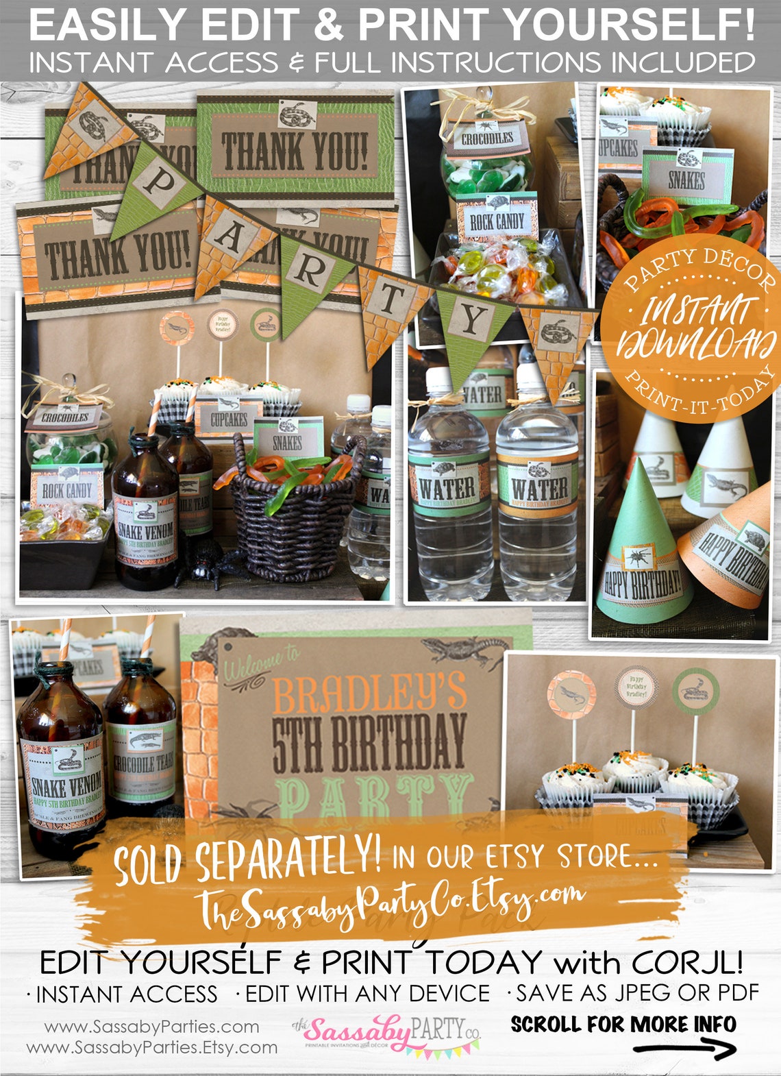 Reptile Water Bottle Labels INSTANT DOWNLOAD Editable & - Etsy