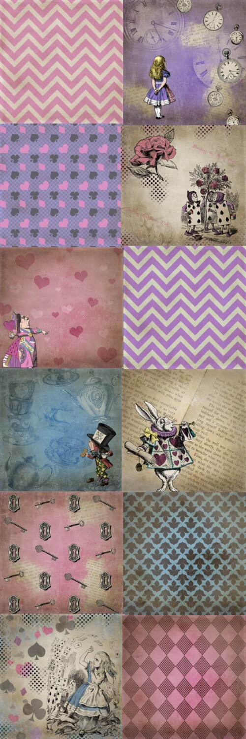 Alice in Wonderland Digital Papers Pack - INSTANT DOWNLOAD - Printable ...