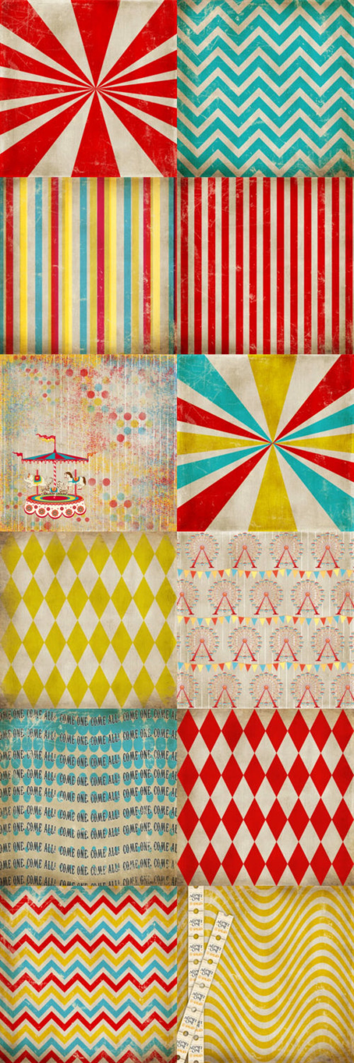 Vintage Carnival Paper Pack 12 Digital Sheets - INSTANT DOWNLOAD ...