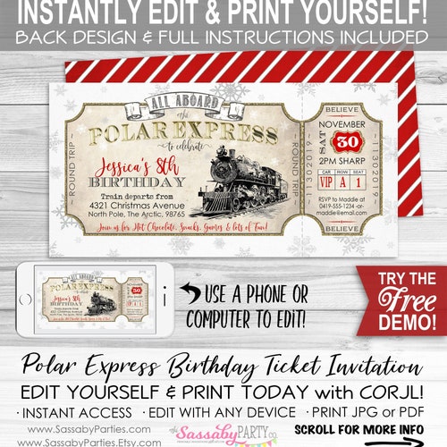 Polar Express Party Signs INSTANT DOWNLOAD Printable - Etsy