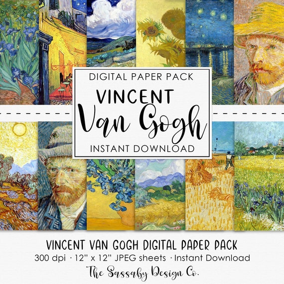 Vincent Van Gogh Paper Pack 12 Sheets - INSTANT DOWNLOAD - Post ...