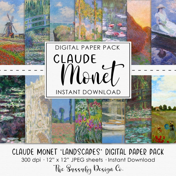 Claude Monet Digital Paper Pack 14 Sheets - INSTANT DOWNLOAD ...