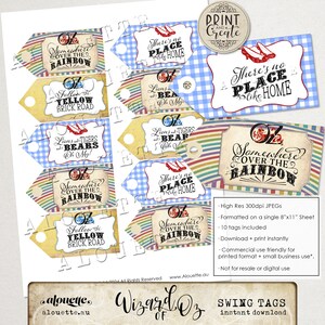 Wizard of Oz Swing Tags - INSTANT DOWNLOAD - Printable Junk Journal Tag ...