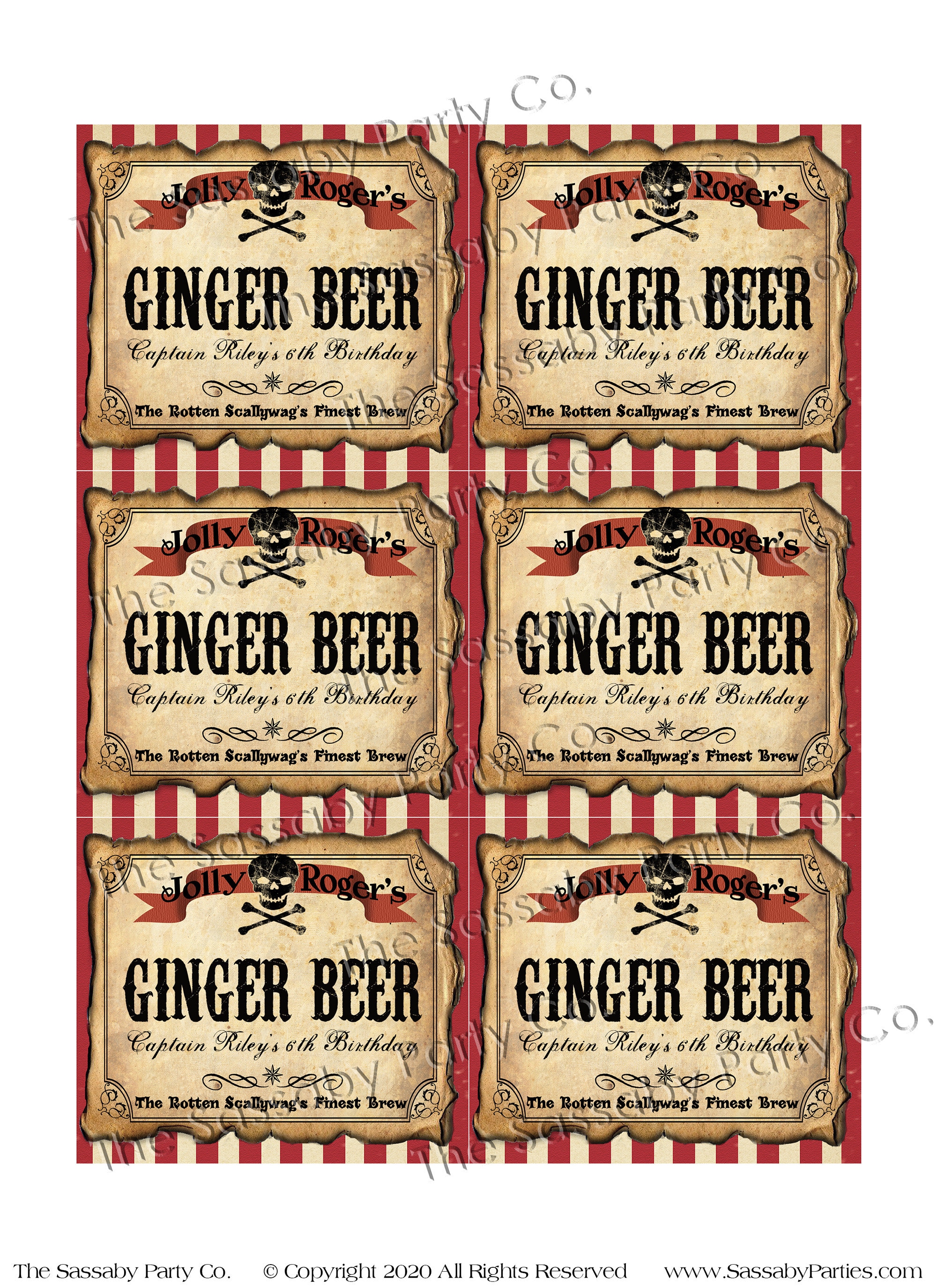 Pirate Drink Bottle Labels INSTANT DOWNLOAD Editable & | Etsy