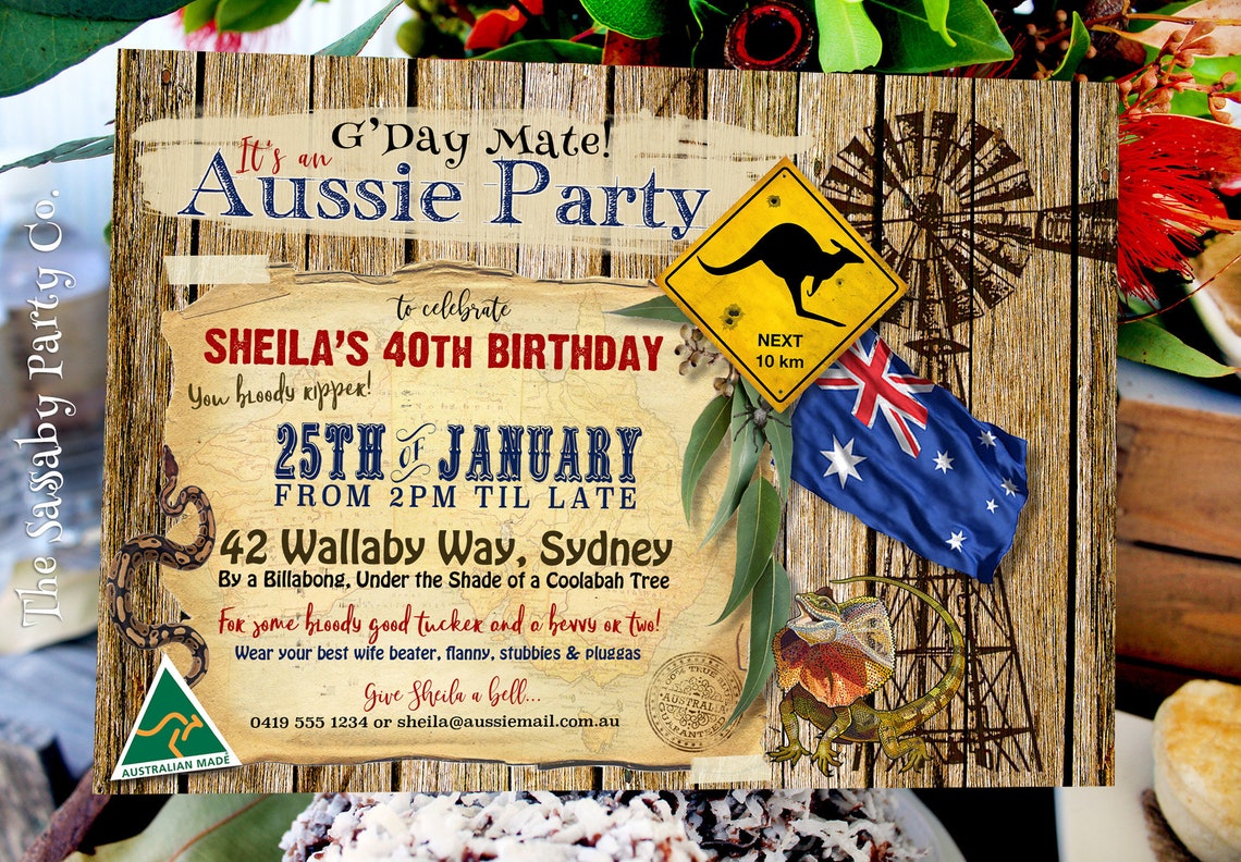 Aussie Party Invitation INSTANT DOWNLOAD Edit & Print | Etsy