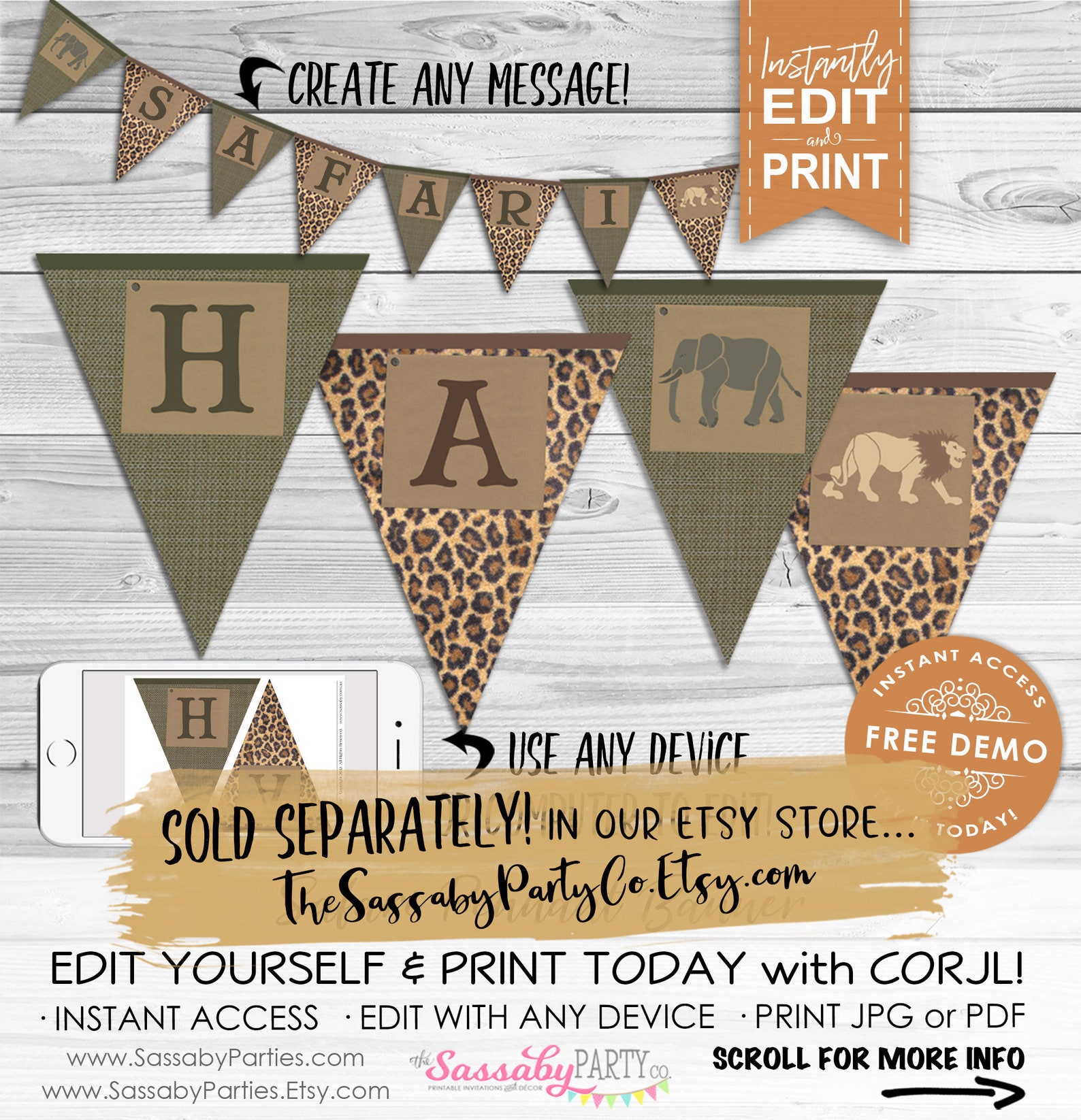 Safari Party Invitation INSTANT DOWNLOAD Partially - Etsy