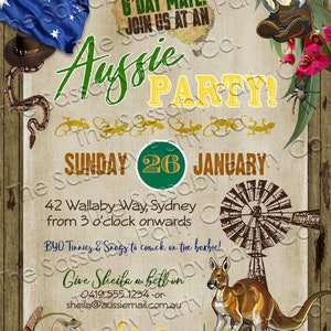 Aussie Party Invitation - INSTANT DOWNLOAD - Edit & Print, Australia ...