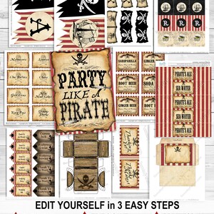 Pirate Party Pack - INSTANT DOWNLOAD - Editable & Printable Birthday ...