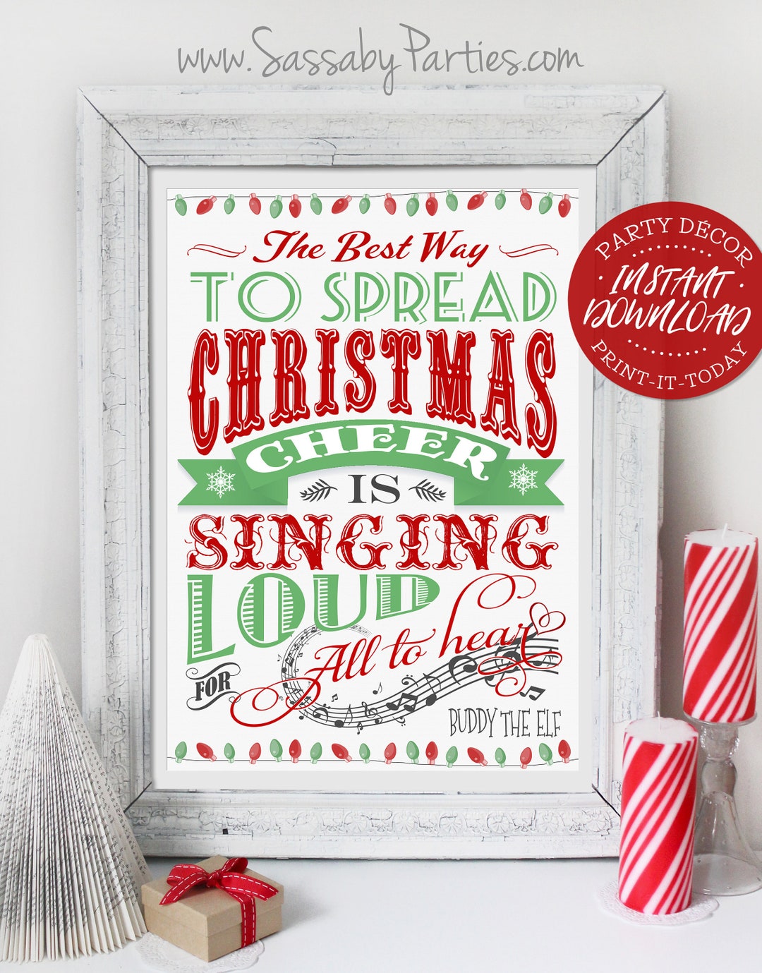 Christmas Cheer Buddy Elf Poster - INSTANT DOWNLOAD - Art Print, Movie ...