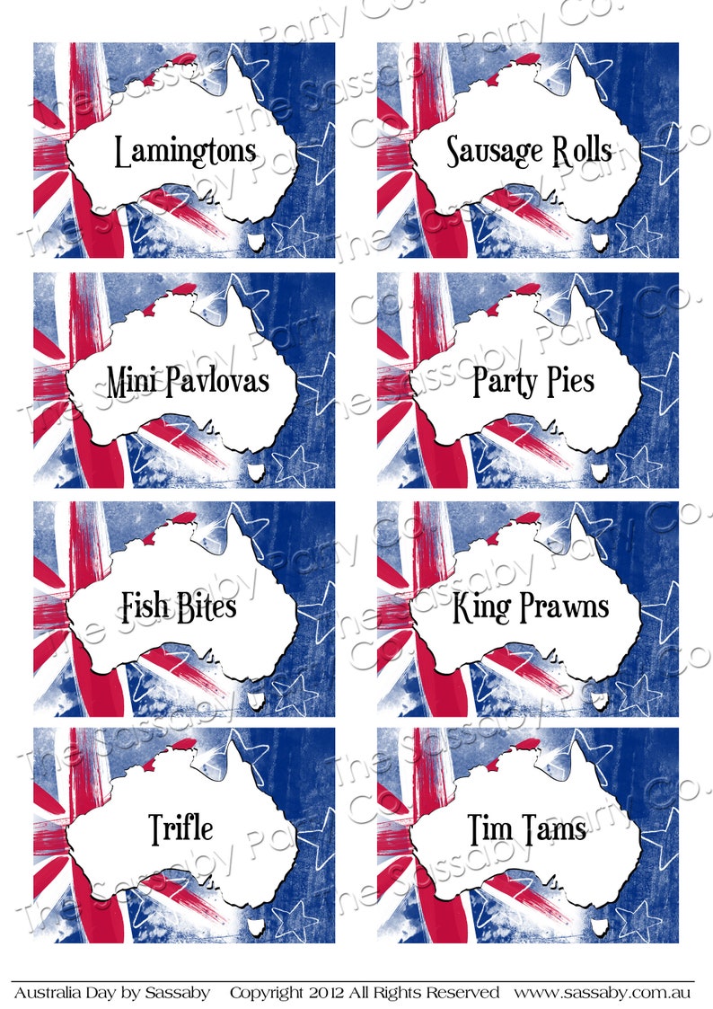 Australia Day Party Labels - INSTANT DOWNLOAD - Editable & Printable ...