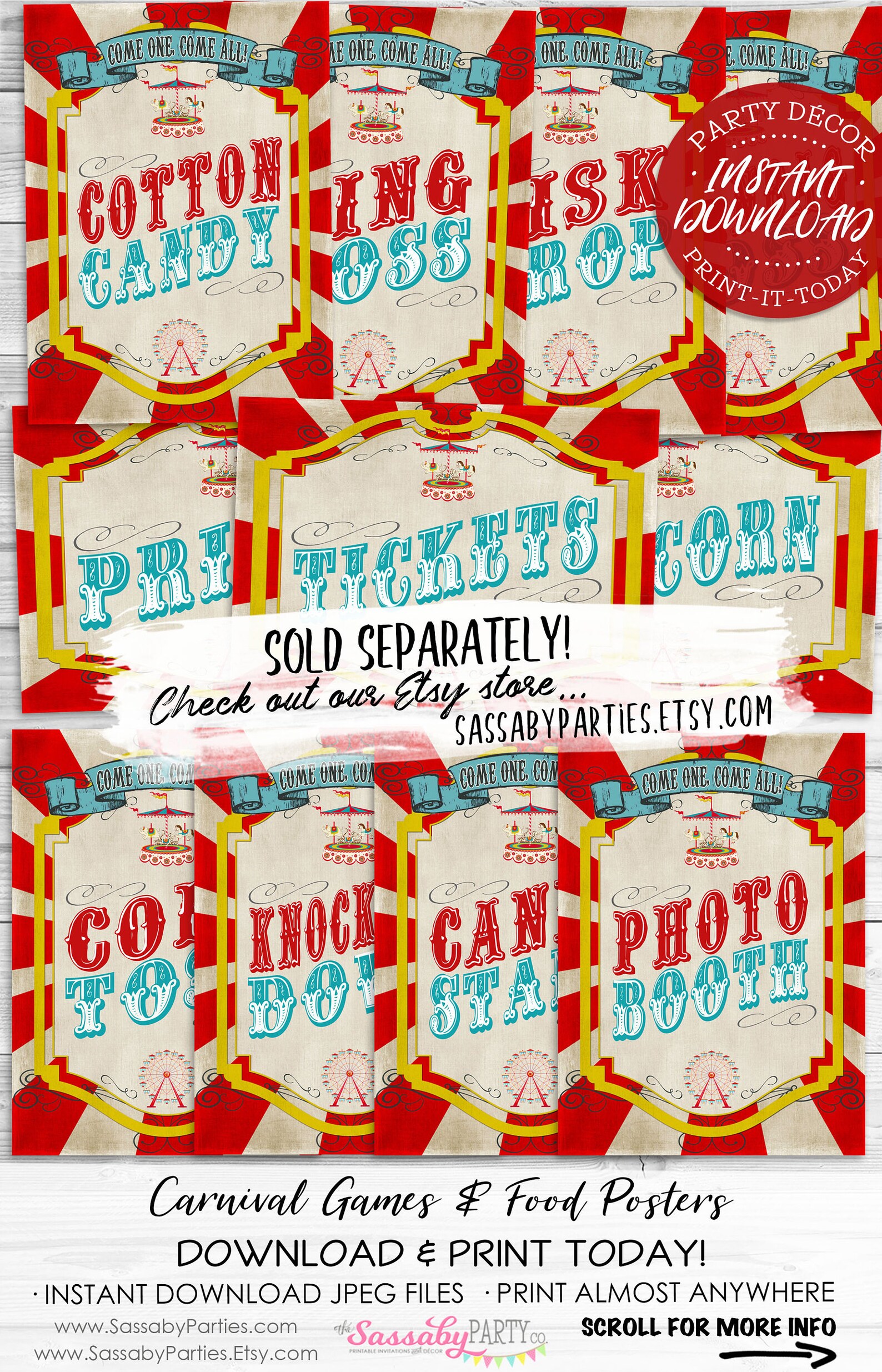 Carnival Arrow Signs Posters Instant Download Printable - Etsy Canada