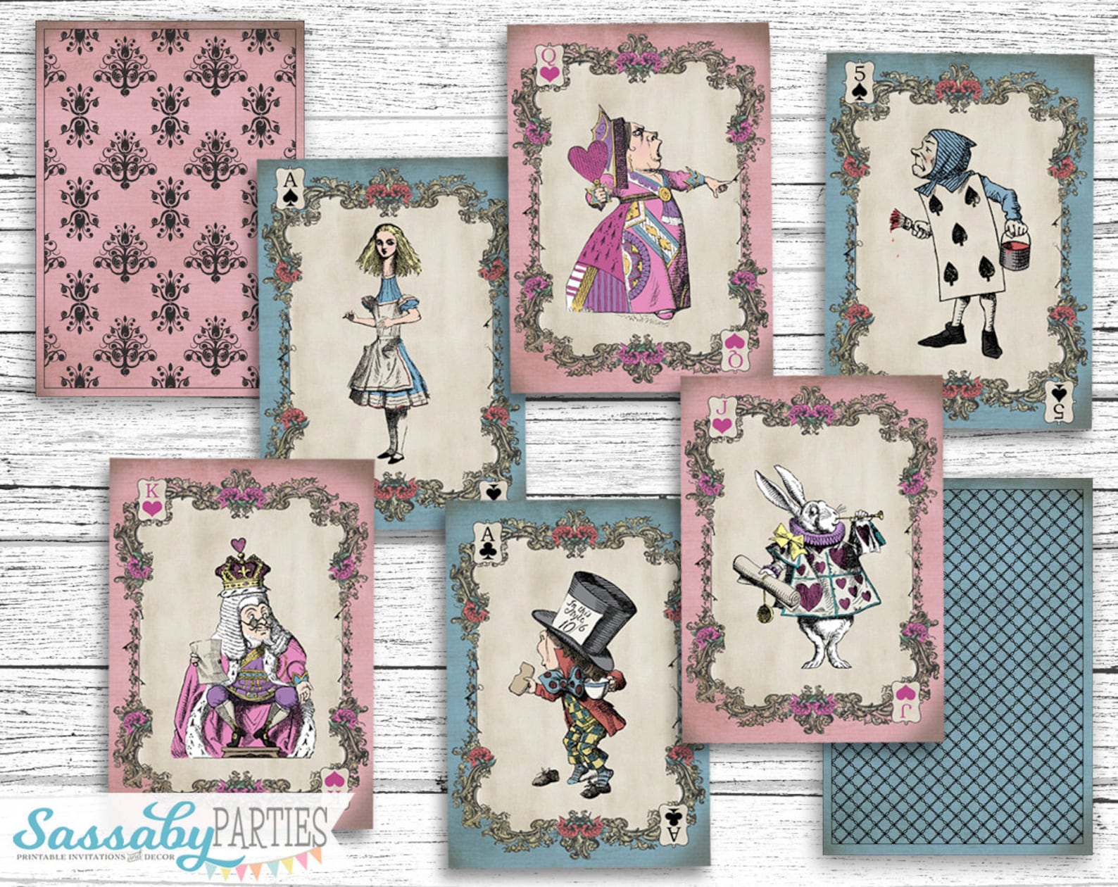 Alice in Wonderland Giant Cards INSTANT DOWNLOAD Pastel | Etsy
