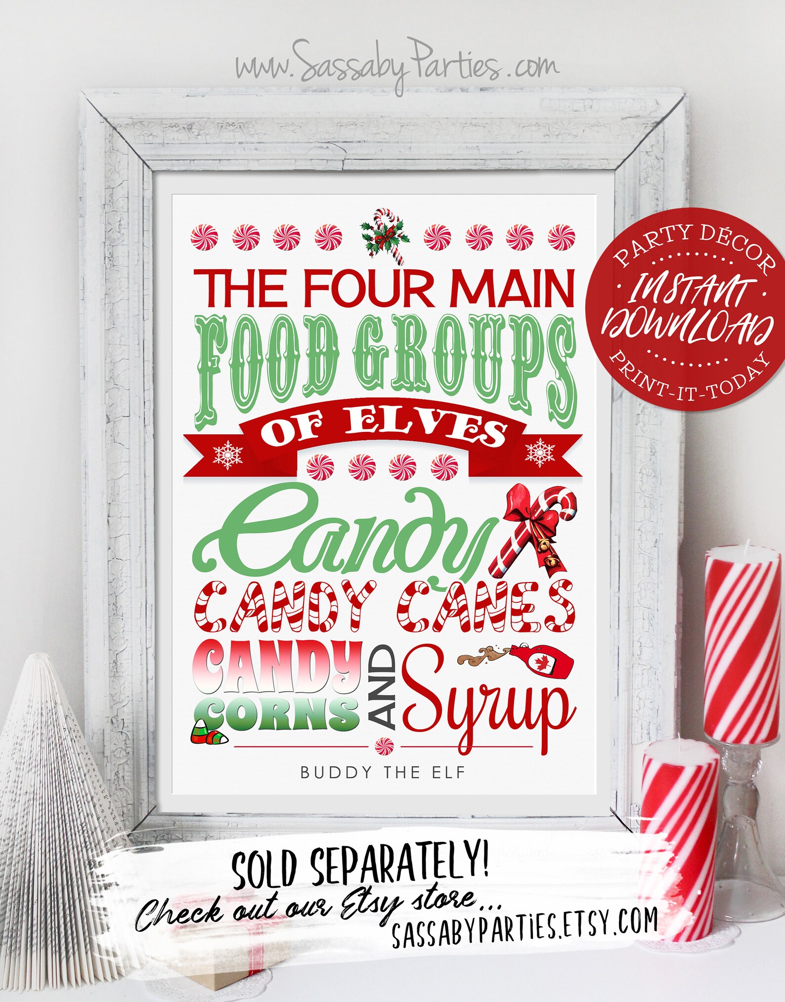 ELF Christmas Poster 4 Main Food Groups of Elves INSTANT - Etsy