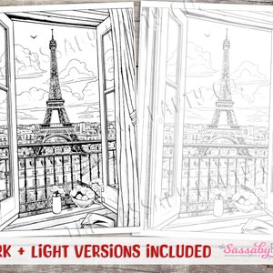 Paris Coloring Book - INSTANT DOWNLOAD - Eiffel Tower, Shops & Cafes ...