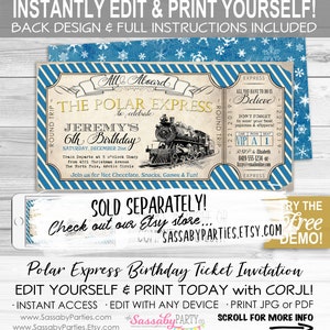 Polar Express BLUE Party Pack - INSTANT DOWNLOAD - Partially Editable ...