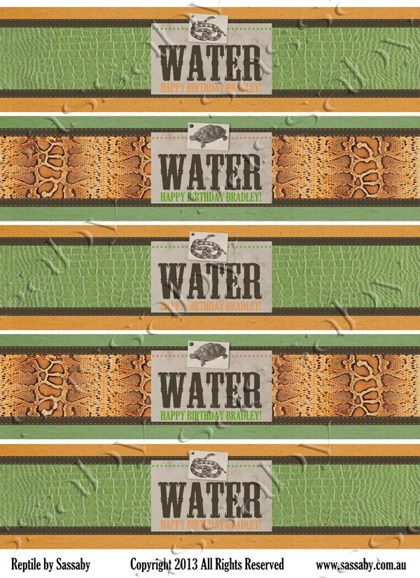Reptile Water Bottle Labels INSTANT DOWNLOAD Editable & - Etsy