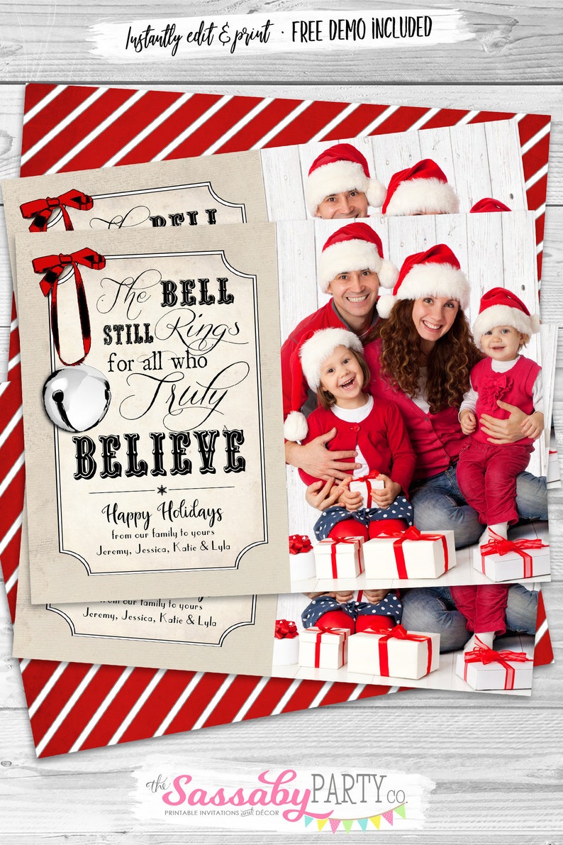 Polar Express Christmas Card - INSTANT DOWNLOAD - Edit & Print, Photo ...