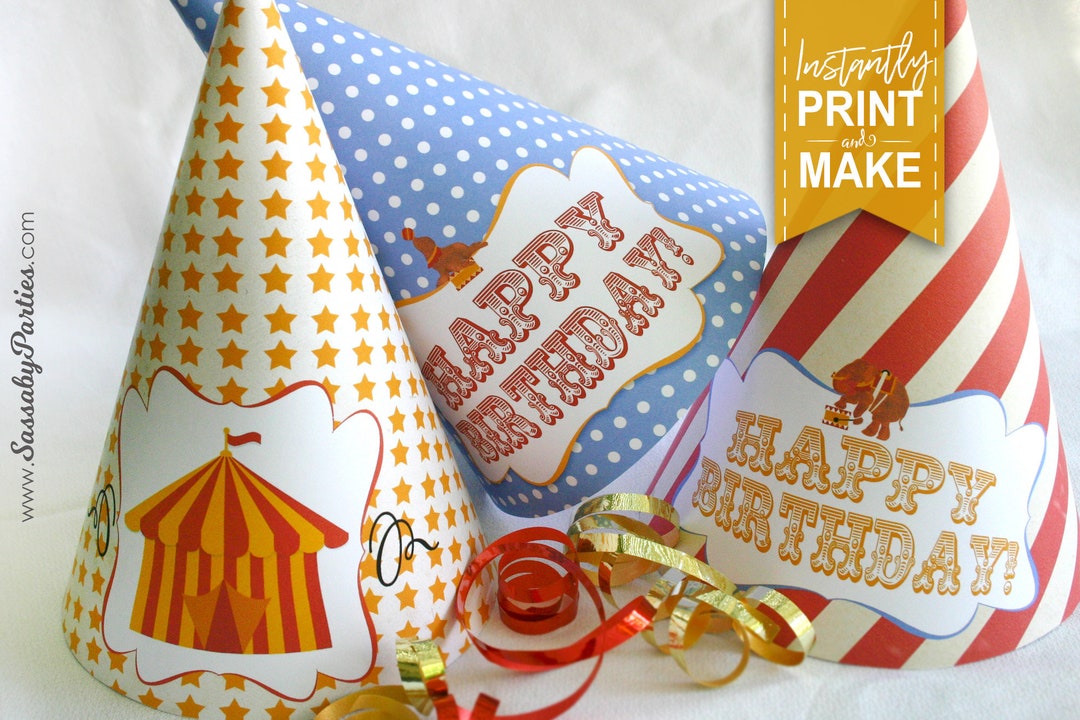 Circus Party Hats Templates - INSTANT DOWNLOAD - Printable Birthday ...