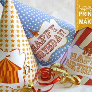 Circus Party Hats Templates - INSTANT DOWNLOAD - Printable Birthday ...