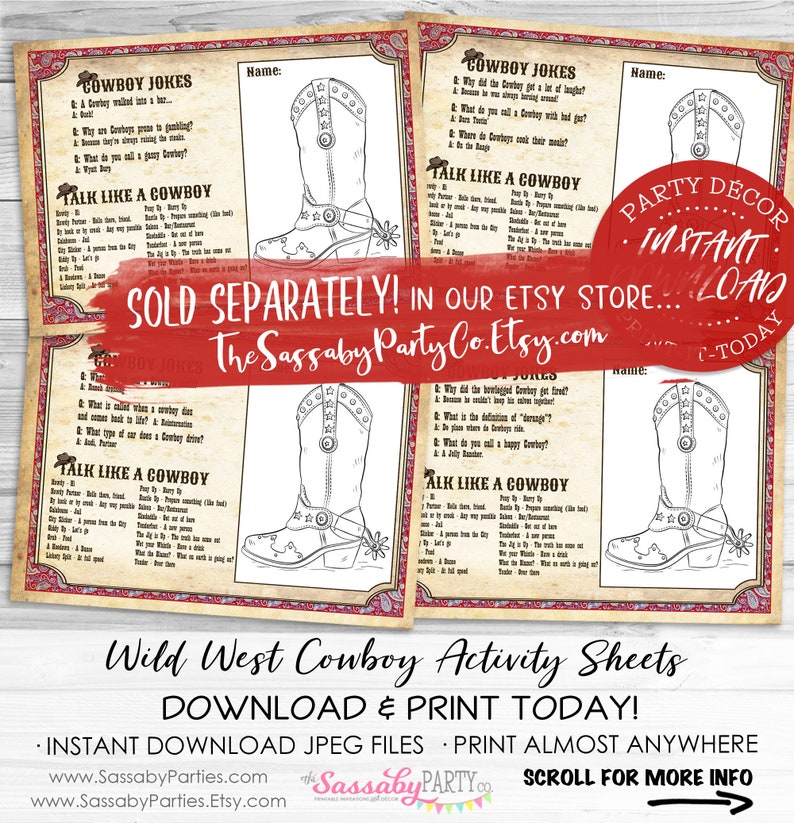 Wild West Cowboy Party Banner INSTANT DOWNLOAD Editable & - Etsy
