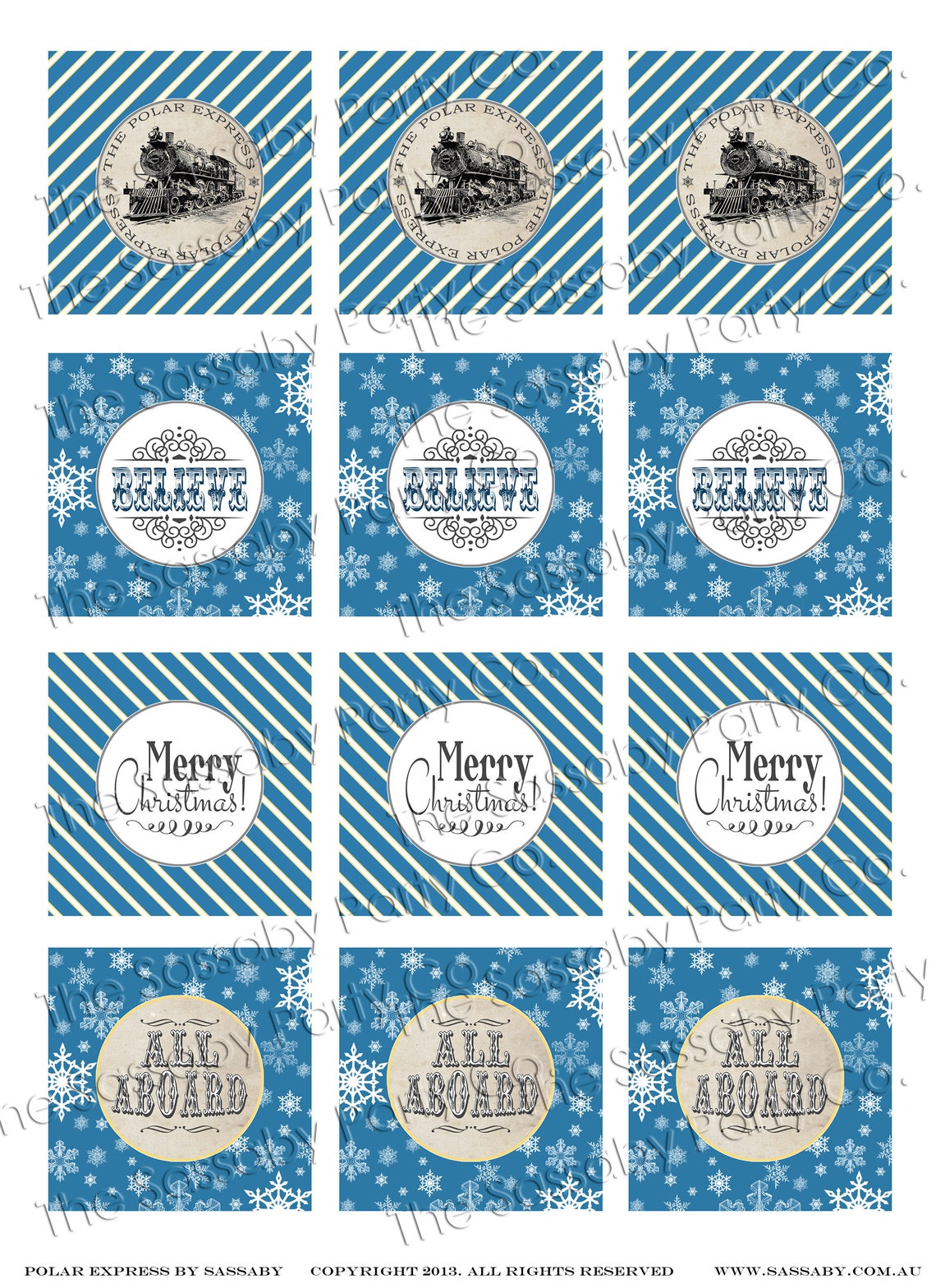 Polar Express Birthday Christmas Party Circles Favor Tags Blue - Etsy