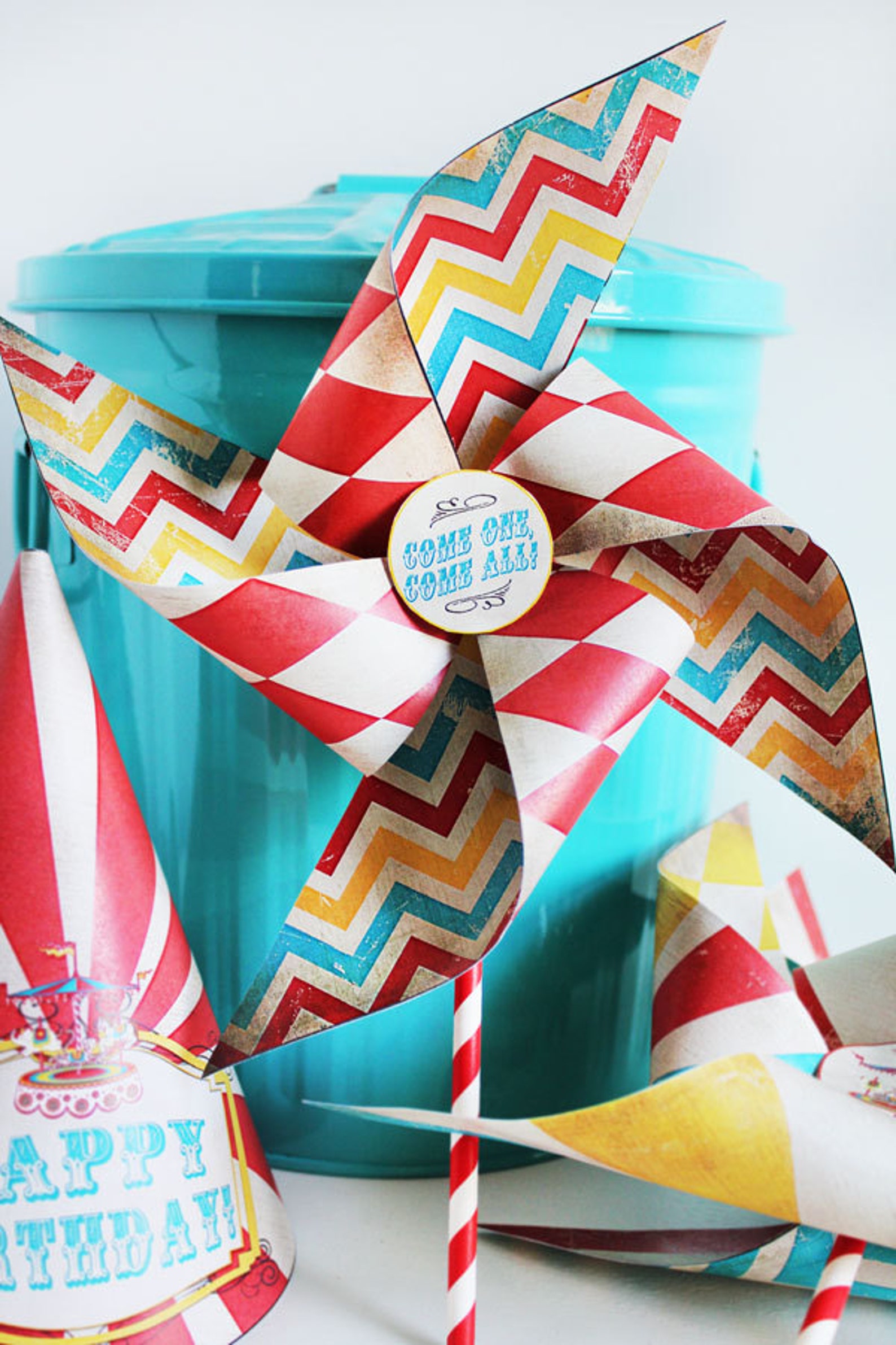 Carnival Pinwheels Templates - INSTANT DOWNLOAD - Printable Party Decor ...