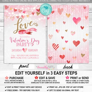 Valentine's Day Party Invitation INSTANT DOWNLOAD Editable & Printable ...