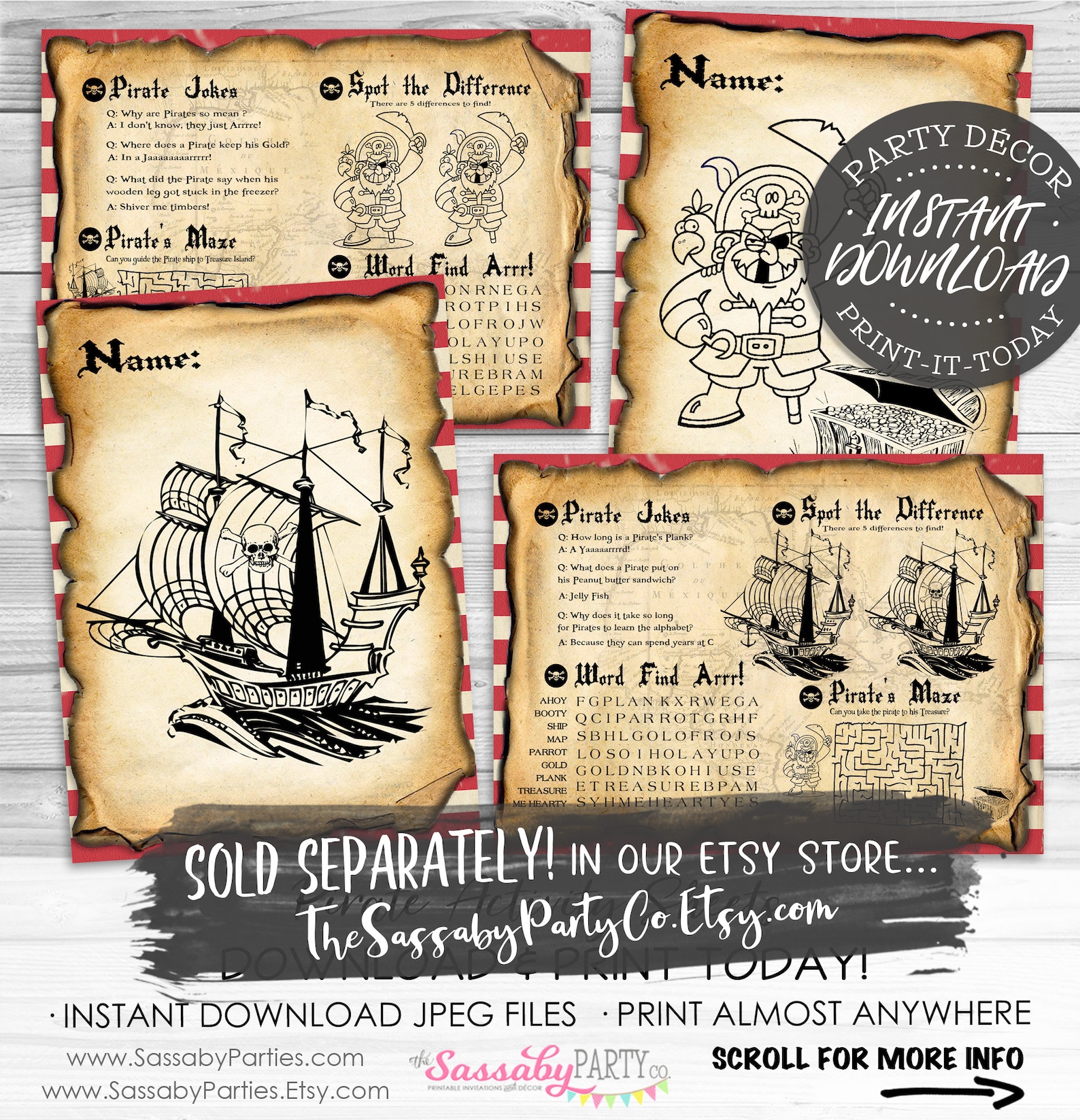 Pirate Walk the Plank Party Sign - INSTANT DOWNLOAD - Printable ...