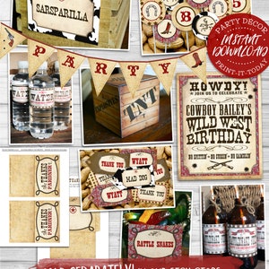Wild West Cowboy Party Banner - INSTANT DOWNLOAD - Editable & Printable ...