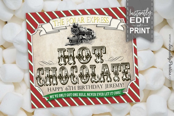 Polar Express Hot Chocolate Drink Labels Red INSTANT - Etsy