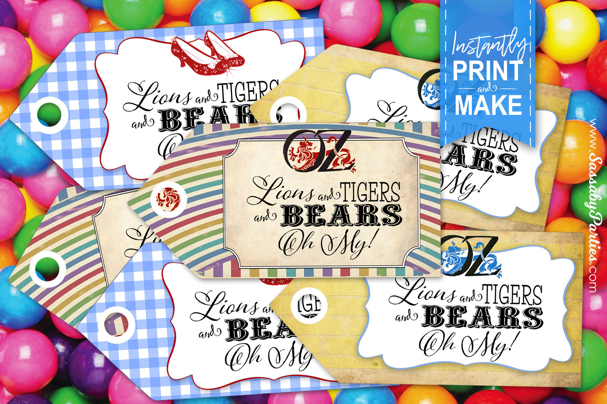 Wizard of Oz Gift Tags INSTANT DOWNLOAD Printable Birthday | Etsy