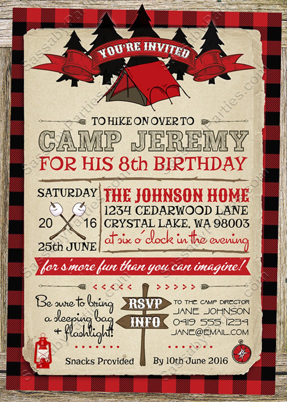 Camping Party Invitation INSTANT DOWNLOAD Partially | Etsy