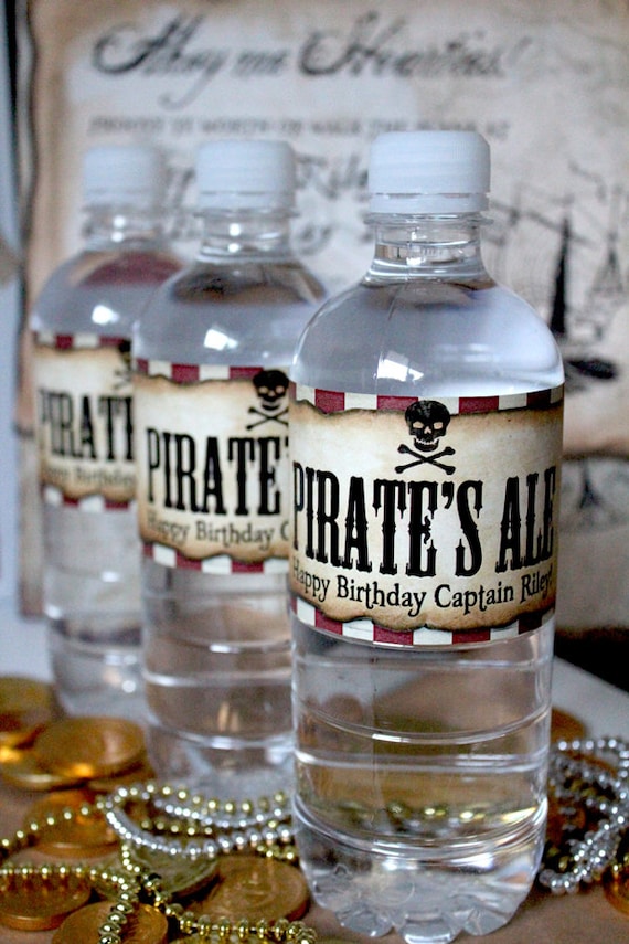 Pirate Water Bottle Labels - INSTANT DOWNLOAD - Editable & Printable ...