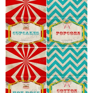 Vintage Carnival Party Labels - INSTANT DOWNLOAD - Editable & Printable ...
