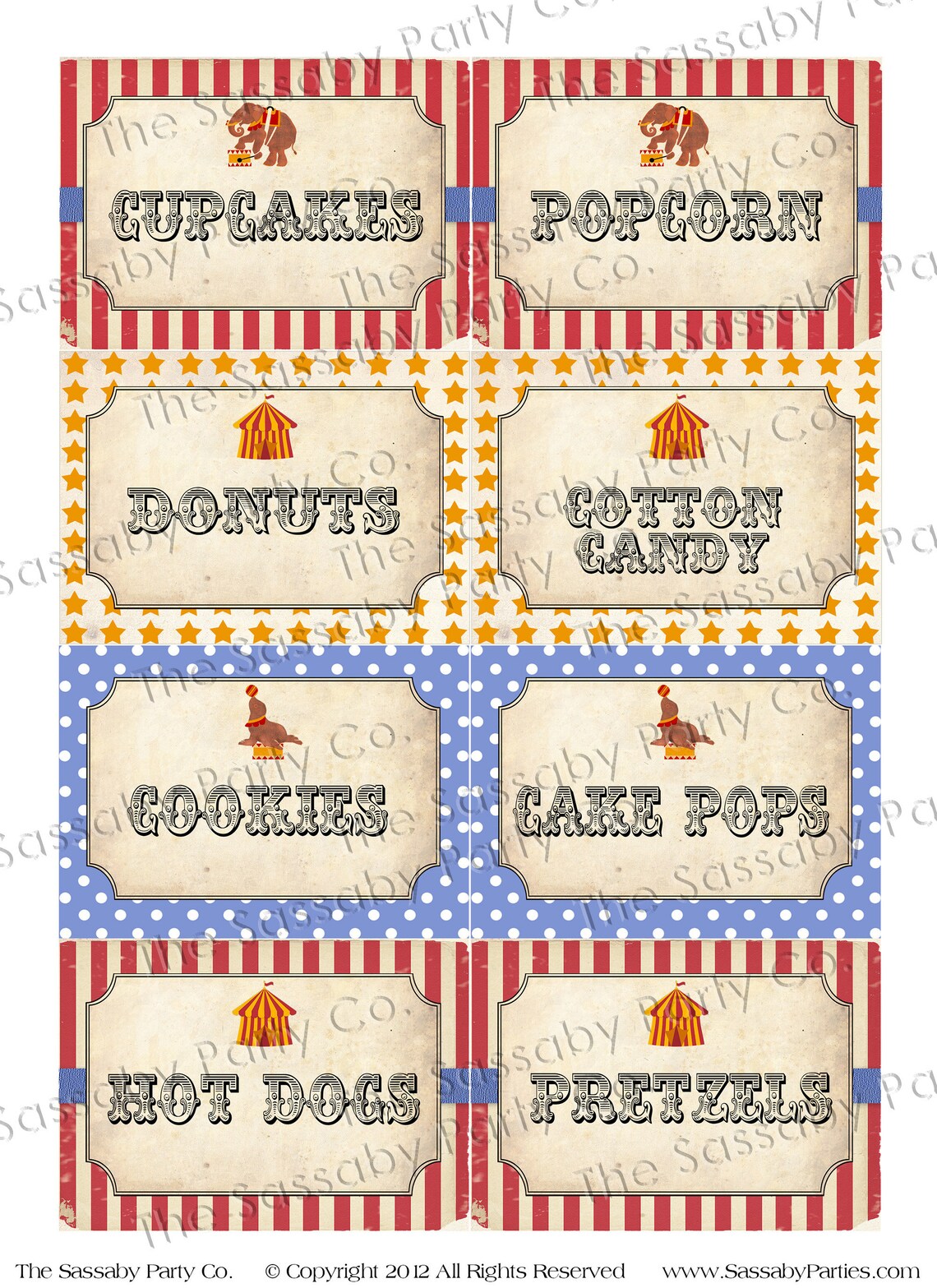 Vintage Circus Party Labels INSTANT DOWNLOAD Editable & - Etsy
