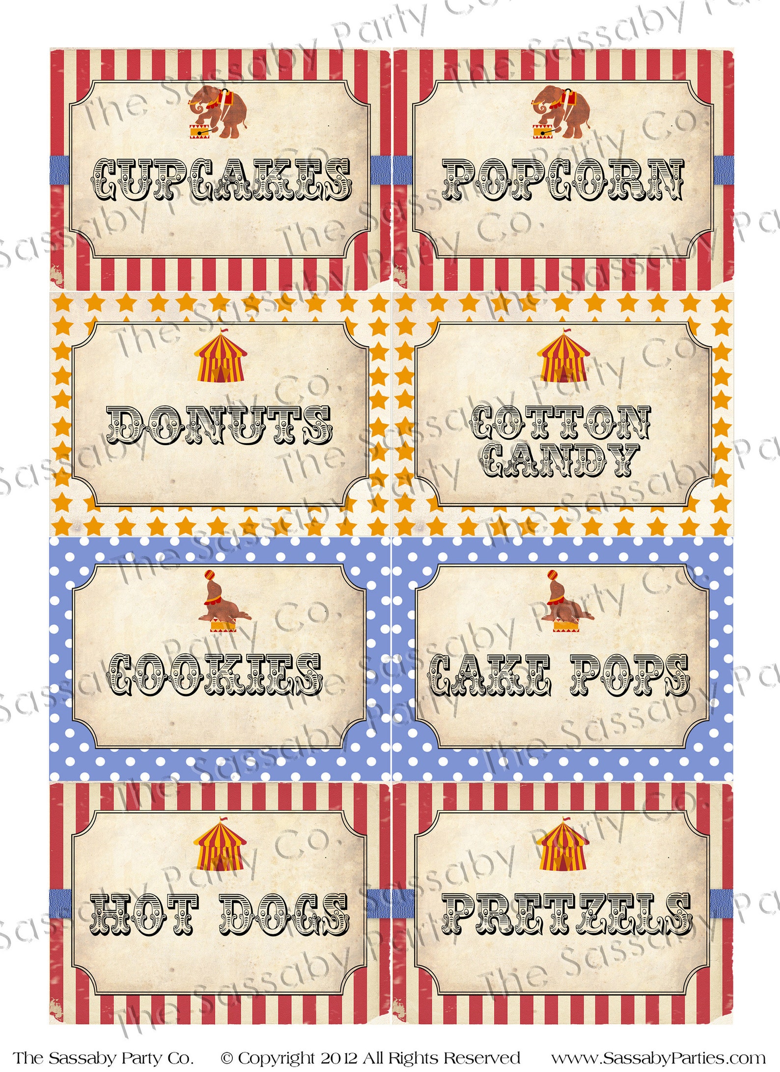 Vintage Circus Party Labels INSTANT DOWNLOAD Editable & - Etsy