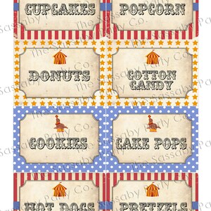 Vintage Circus Party Labels - INSTANT DOWNLOAD - Editable & Printable ...