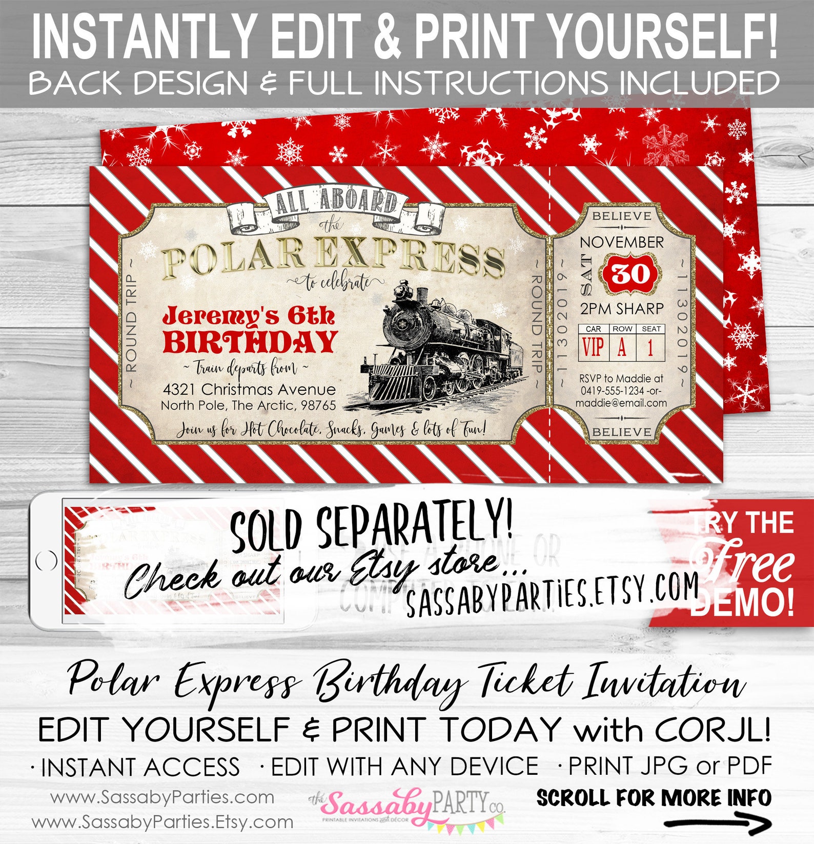 Polar Express Party Invitation INSTANT DOWNLOAD Partially - Etsy