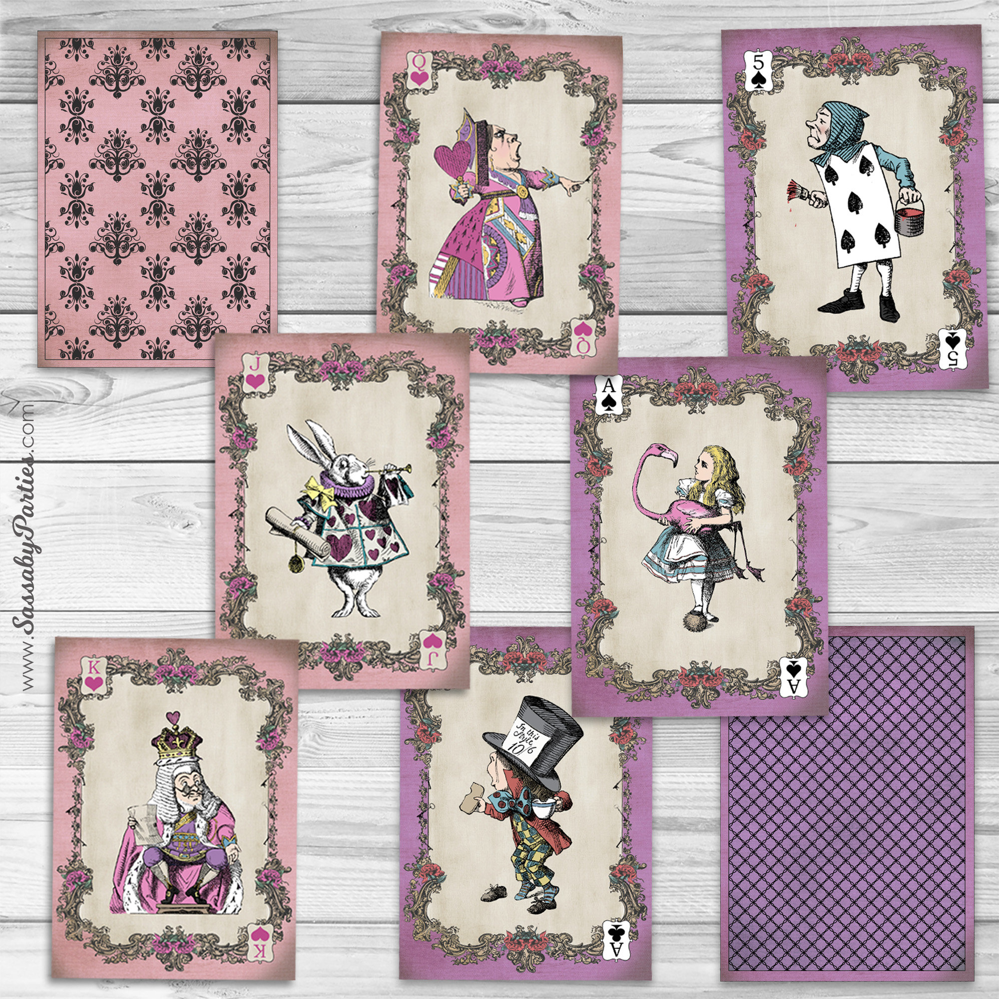 Alice in Wonderland Giant Cards INSTANT DOWNLOAD Pastel - Etsy