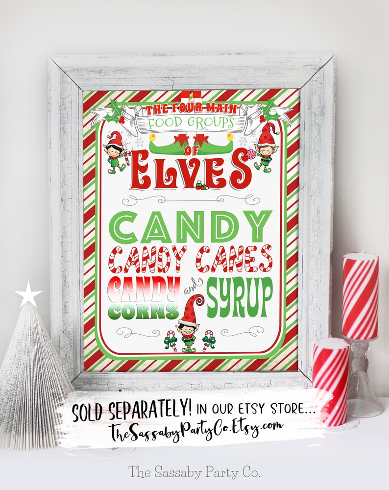 ELF Christmas Poster 4 Main Food Groups of Elves INSTANT - Etsy