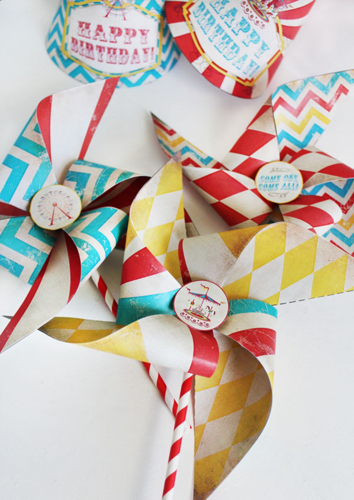 Carnival Pinwheels Templates - INSTANT DOWNLOAD - Printable Party Decor ...