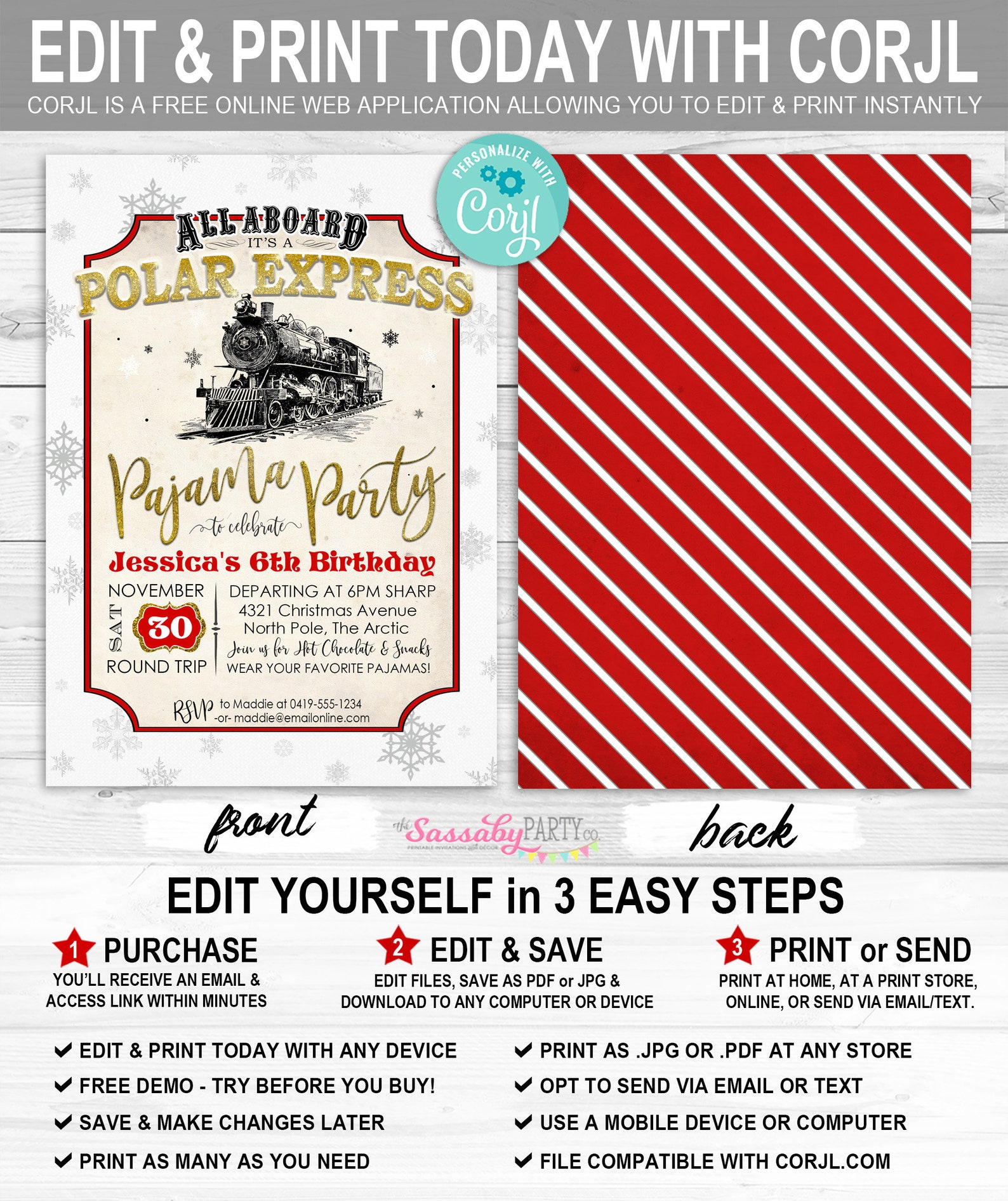 Polar Express Invitation INSTANT DOWNLOAD Partially | Etsy