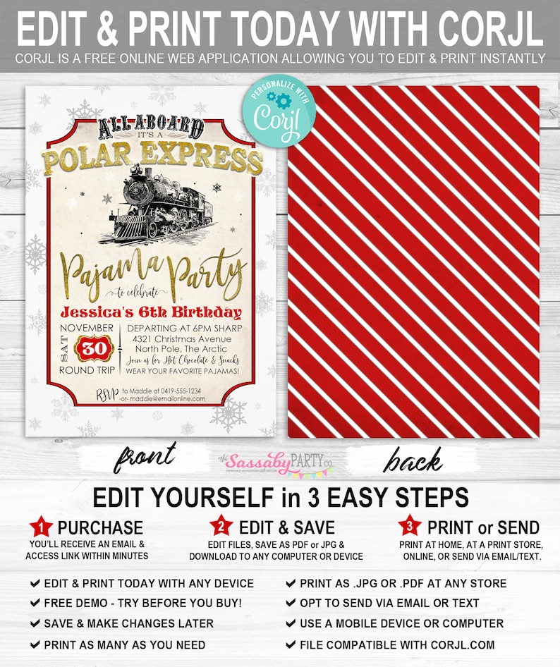 Polar Express Invitation - INSTANT DOWNLOAD - Partially Editable ...