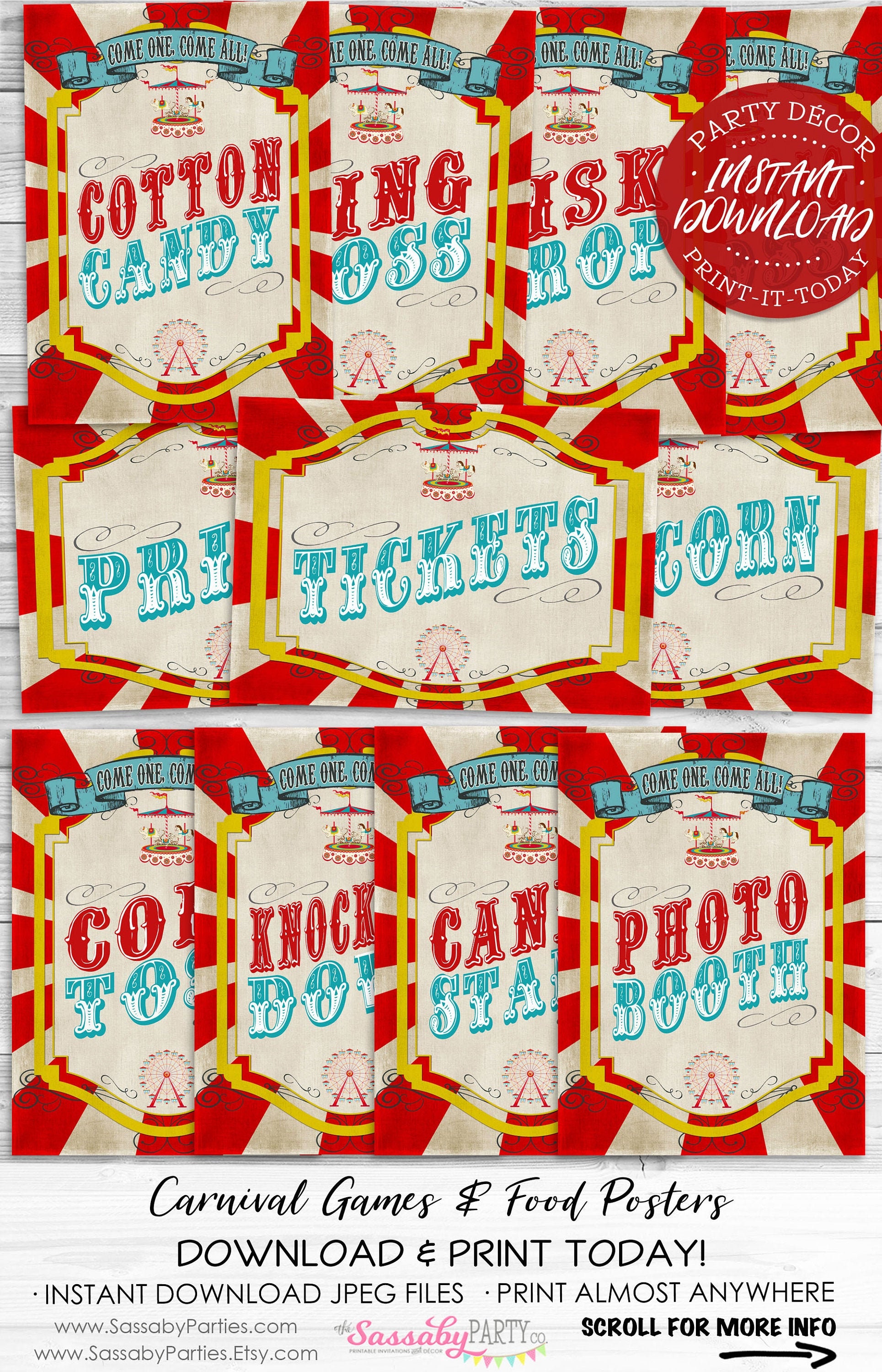 30 Carnival Games Signs & Posters INSTANT DOWNLOAD | Etsy