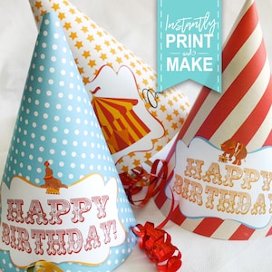 Party Hats Vintage Circus - INSTANT DOWNLOAD - Aqua Combo, Party ...