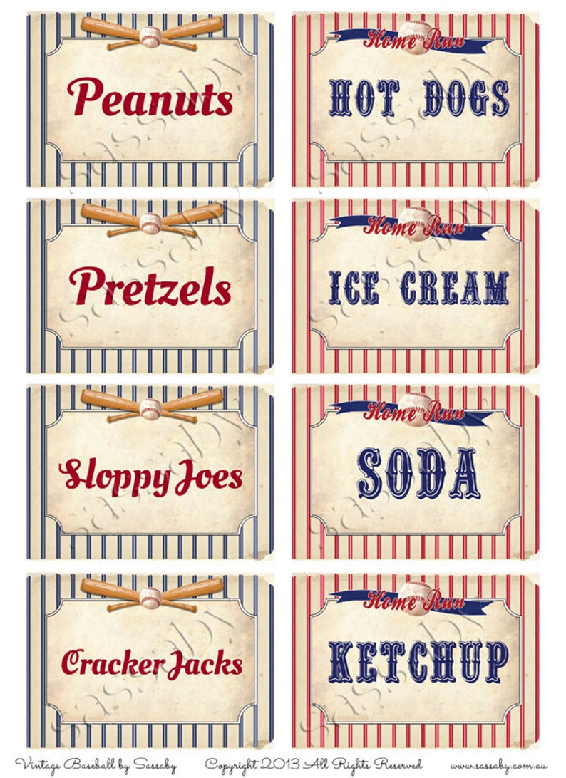 Vintage Baseball Party Labels - INSTANT DOWNLOAD - Editable & Printable ...