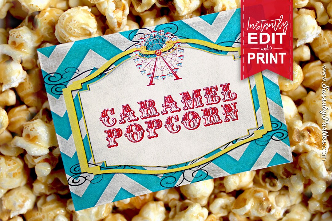 Vintage Carnival Party Labels - INSTANT DOWNLOAD - Editable & Printable ...